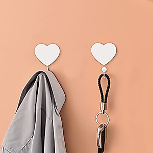 kiskick Wall Hook Heavy Duty Punching Wall Mounted Storage Wooden Heart Shaped Coat Hook Kitchen Accessories White