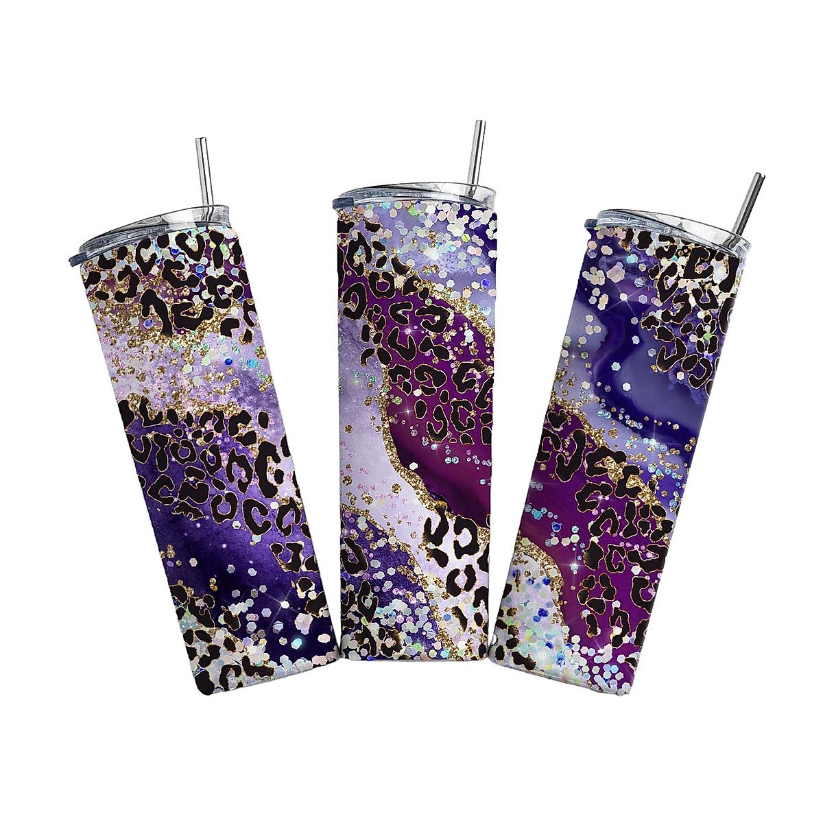 Leopard Agate Tumbler Sublimation Transfer, Ready to Press, 20 oz Straight Tumbler, Cheetah Transfer for Tumbler, Geode Transfer