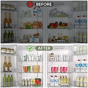 BALEINE Refrigerator Organizers and Storage Bins, 6 PK Plastic Clear Storage Bins, BPA Free Freezer Organizer Stackable Storage Bins with Handles for Fridge Kitchen Cabinet Bathroom (9.5x5.5x4.5)