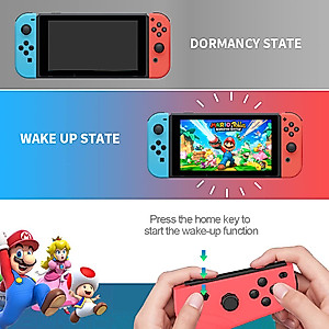 Switch Controllers, Replacement for Joycon Controllers with Grip Dual Shock Wake-Up Plug and Play, (L/R) Controller Compatible for Nintendo Switch/Switch lite (Blue and Red)