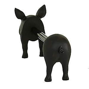 Deco 79 Farmhouse Polystone Animal Print Paper Towel Holder, 5" x 16" x 8", Black