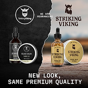 Striking Viking Beard Folding Wooden Comb and 4 Pack Beard Oil for Men