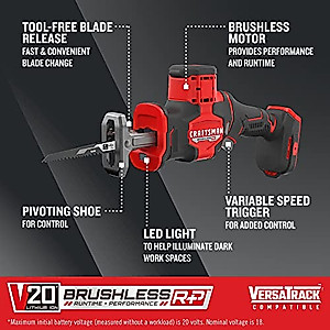 CRAFTSMAN V20 One-Handed Recip Saw - Tool Only (CMCS340B)
