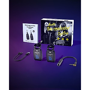 TTSTAR ISAIBELL Wireless Guitar System Instrument System Electric Guitar Transmitter Receiver Rechargeable Bass Accessories Digital Display Stereo Jack Audio Cable Adapter 15Set Frequency