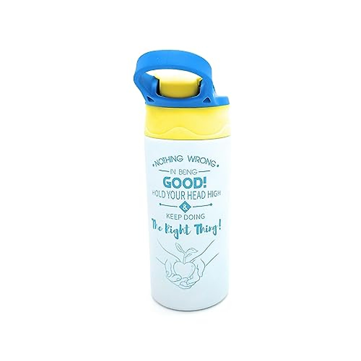 12oz "NOTHING WRONG IN DOING GOOD" Glow in the Dark, Wide Mouth Color changing Water Bottle for Kids (Blue)