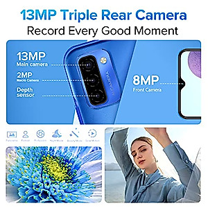 Ulefone Note 12 Unlocked Cell Phones, 4GB+128GB, 6.82 inch Ultra-Large Screen, 7700mAh, Android 11, 13MP Triple Camera, 3-Card Slot, Dual SIM Dual 4G, OTG, Face Unlock, Unlocked Smartphone (Blue)