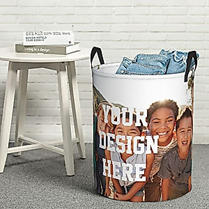 Personalized Hampers Custom Laundry Basket with Name, Customized Dirty Clothes Hamper with Photo/Text for Boys Girls Women Men, Collapsible Storage Basket with Handle for Bedroom, Large 19.6" x 15.7"