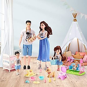 Pregnant Doll with Baby in Tummy, Family Dolls Set, Educational Welcome Baby Toys with 10 Family Members