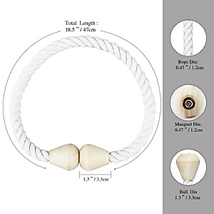 Hangtty Magnetic Curtain Tiebacks 2 Pack Cotton Boho Curtain Tie Back Decorative Rope Holdbacks for Curtains Draperies Outdoor Window Treatment Holdbacks, White