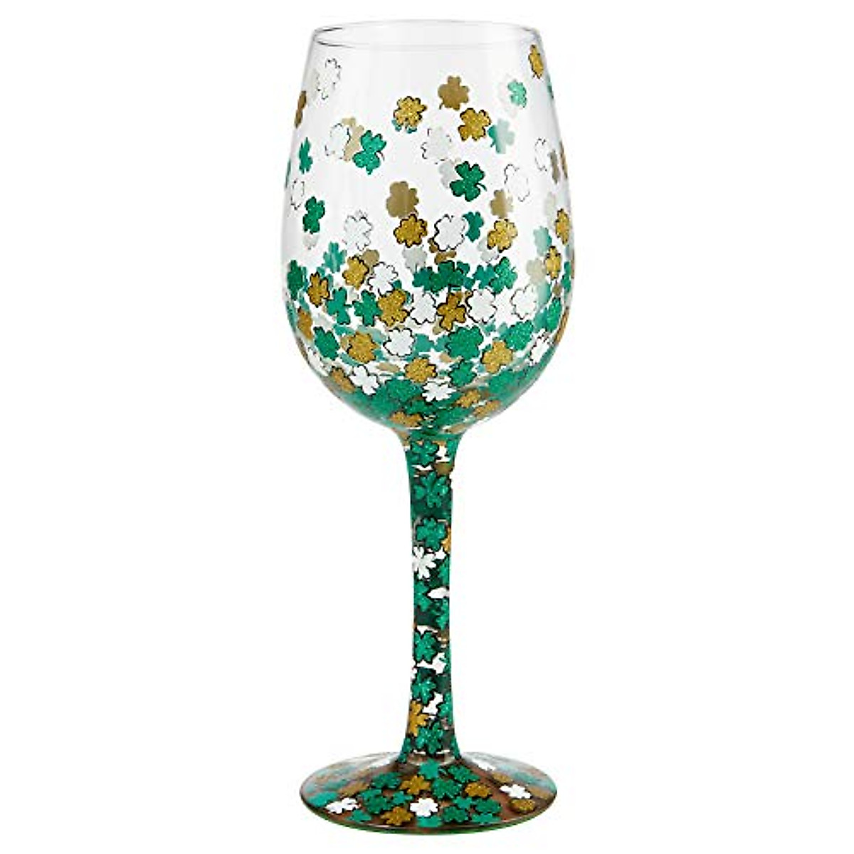 Enesco Designs by Lolita Shamrock Hand-Painted Artisan Wine Glass, 1 Count (Pack of 1), Multicolor