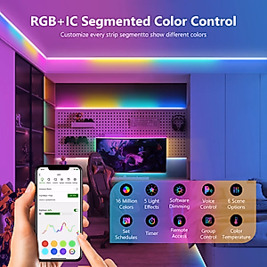 VOCOlinc RGB+IC LED Strip Lights, 16.4ft Smart LED Strip Work with Apple HomeKit, Alexa, Google, High Brightness, Segmented DIY, Music Sync, PU Coating, WiFi LED Lights for Bedroom,TV Christmas Decor