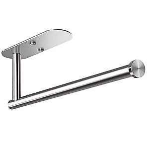 HUFEEOH Adhesive Paper Towel Holder Under Cabinet Wall Mount for Kitchen Paper Towel, Stainless Steel Paper Towel Roll Rack for Bathroom Towel (13inch, Silver)