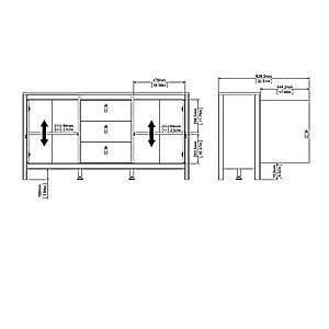 Tvilum, Black Matte Madrid 2 Door Sideboard with 3 Drawers