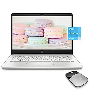 HP Premium Laptop, 14" HD Display, Intel Pentium Quad-Core Processor, 8GB RAM, 128GB SSD, Webcam, HDMI, Bluetooth, Wi-Fi, Windows 10 + One Year Office 365 Wireless Mouse Bundle