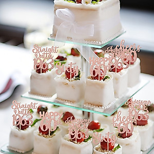 30 Pack 60th Birthday Cupcake Toppers Glitter Straight Outta 1963 Happy 60th Sixty Awesome Since 1963 Cupcake Picks 60 Fabulous Cake Decorations for 60th Birthday Wedding Anniversary Party Rose Gold