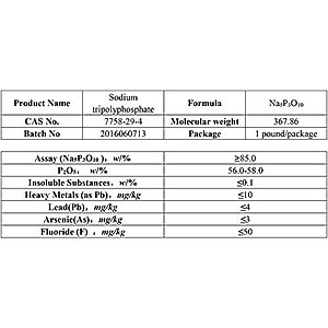 EASTCHEM White Powder Sodium Tripolyphosphate, Powerful Cleaning Agent, Laundry Additive, STPP CAS No.:7758-29-4 (500g/17.6oz)