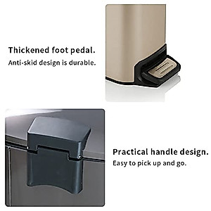 keling 6L/1.6gallon Small Bathroom Trash Can with Lid Soft Close ,Stainless Steel Pedal Garbage Can Gold ,Anti-Fingerprint Finish