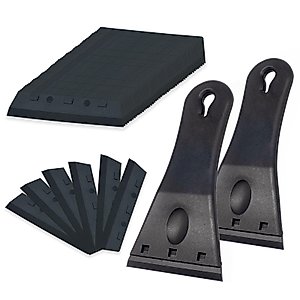 Plastic Razor Blade Scraper 2pcs Razor Scraper Tool with 50Pcs Plastic Razor Blades,Plastic Scraper Tool for Removing Paint,Stickers,Decal,Label,Adhesive,Gasket