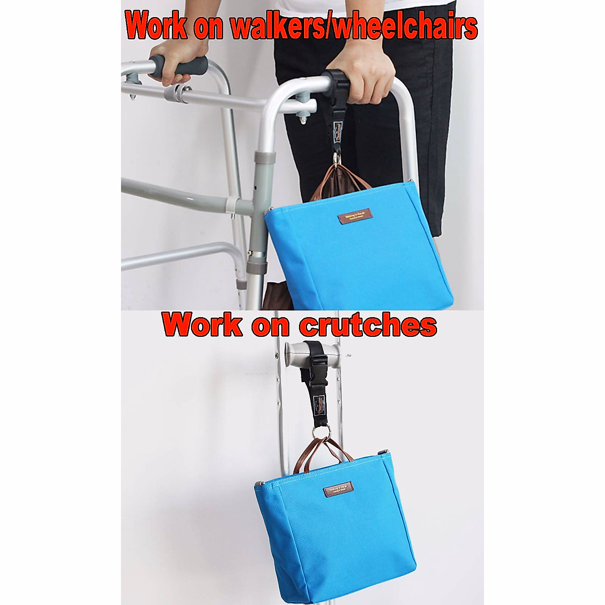 PACMAXI Stroller Hook, 2 Pack Multi Purpose Organizer Hooks Clip for Stroller, Wheelchair, Rollator, Walker (Black)