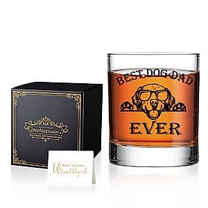 Perfectinsoy Dog Dad Ever Wine Glass with Gift Box, Cute Golden Retriever Themed, Dog Lover Gifts for Her, Dog Moms, Grandma, Wife, Sister, Whiskey Glass Gift for Dog Lovers