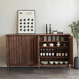 HARAY Shoe Rack 5-Tier Shoe Cabinet, Black Walnut Shoe Storage Cabinet w/ 4 Doors, Freestanding Sideboard Storage Cabinet Entryway, Living Room, Dining Room Shoe Storage Organizer (WANGJIANJUN2023)