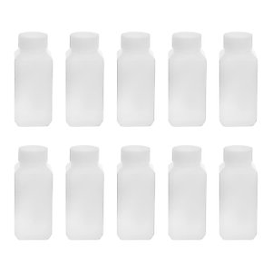 Bettomshin 10Pcs 100ml PE Plastic(Food Grade) Bottles, 19.5mmx95mm(IDxH) Lab Bottle Wide Mouth Sample Sealing Storage Container Screwcap White Translucent Square