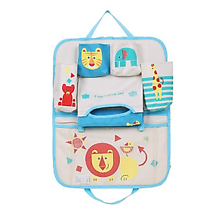 Cartoon Car Seat Back Organizers Large Capacity Car Seat Storage Bag Multifunctional Hanging Organizer Backseat Tissue Phone Water Bottle Storage Box Chair Back Stroller Hanging Bag Organizer Holder