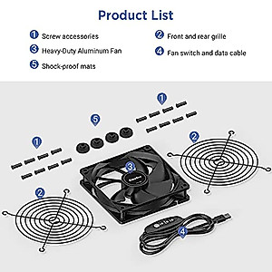 EasyAcc PC Cooling Fan PC Fan Ultra Quiet USB Fans 【120mm 1700 RPM 】 UL-Certified for Receiver DVR Playstation Xbox Computer Cabinet Cooling