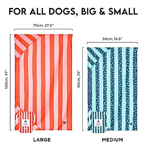Dock & Bay Pet Towel - Super Absorbent & Quick Drying Dog Towels with Bag - 100% Recycled - Bone Dry, Medium (90x50cm, 35x19)