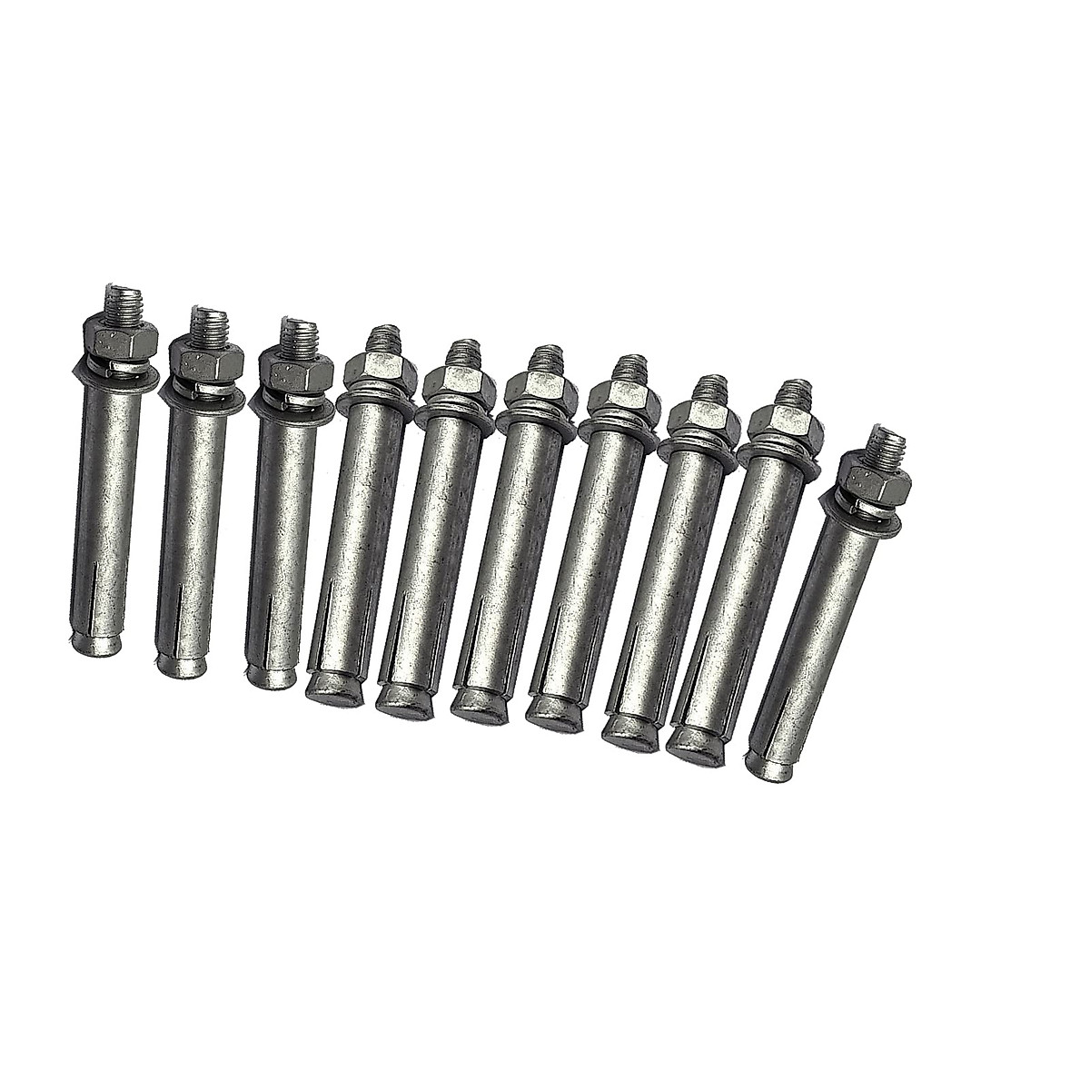 M8 Expansion Bolts，Length 4 Inch Stainless Steel Hex Nuts Sleeve Anchor Fastener,10-Pack（M8X100）(4 inches 10pc)