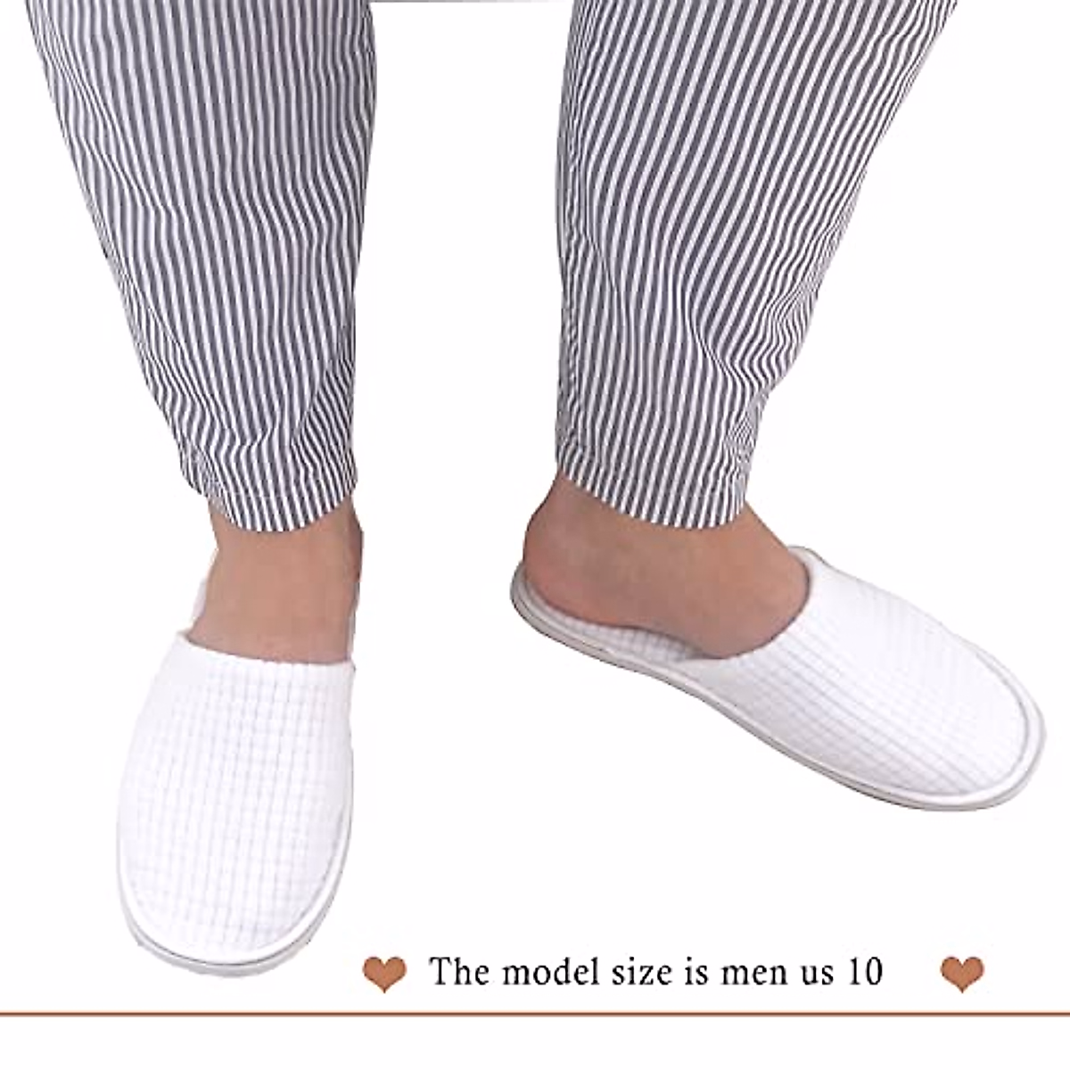 Anmerl Spa Slippers for Men and Women - Premium Bulk Hotel Slippers - Breathable Soft Cotton House Guest Slippers - Non Slip, Washable, Reusable - 10 Pairs (White, US 10-12)