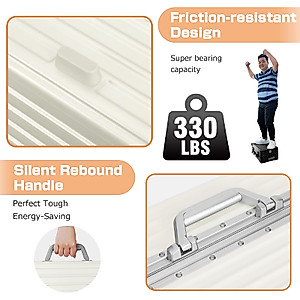 AnyZip Luggage Aluminium Frame Suitcase PC ABS Hard Shell TSA Lock No Zipper 24In White