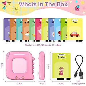 Talking Flash Cards,Kids Toddler Flash Cards with 240 Sight Words,Montessori Toys,Autism Sensory Toys,Speech Therapy Toys,Learning Educational Toys Gifts for Age 1 2 3 4 5 Years Old Boys and Girls