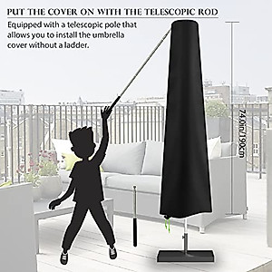 3 PCS Patio Umbrella Covers with 1 Push Rod - Waterproof Patio Parasol Covers with Zipper for 7ft to 11ft Outdoor Umbrellas