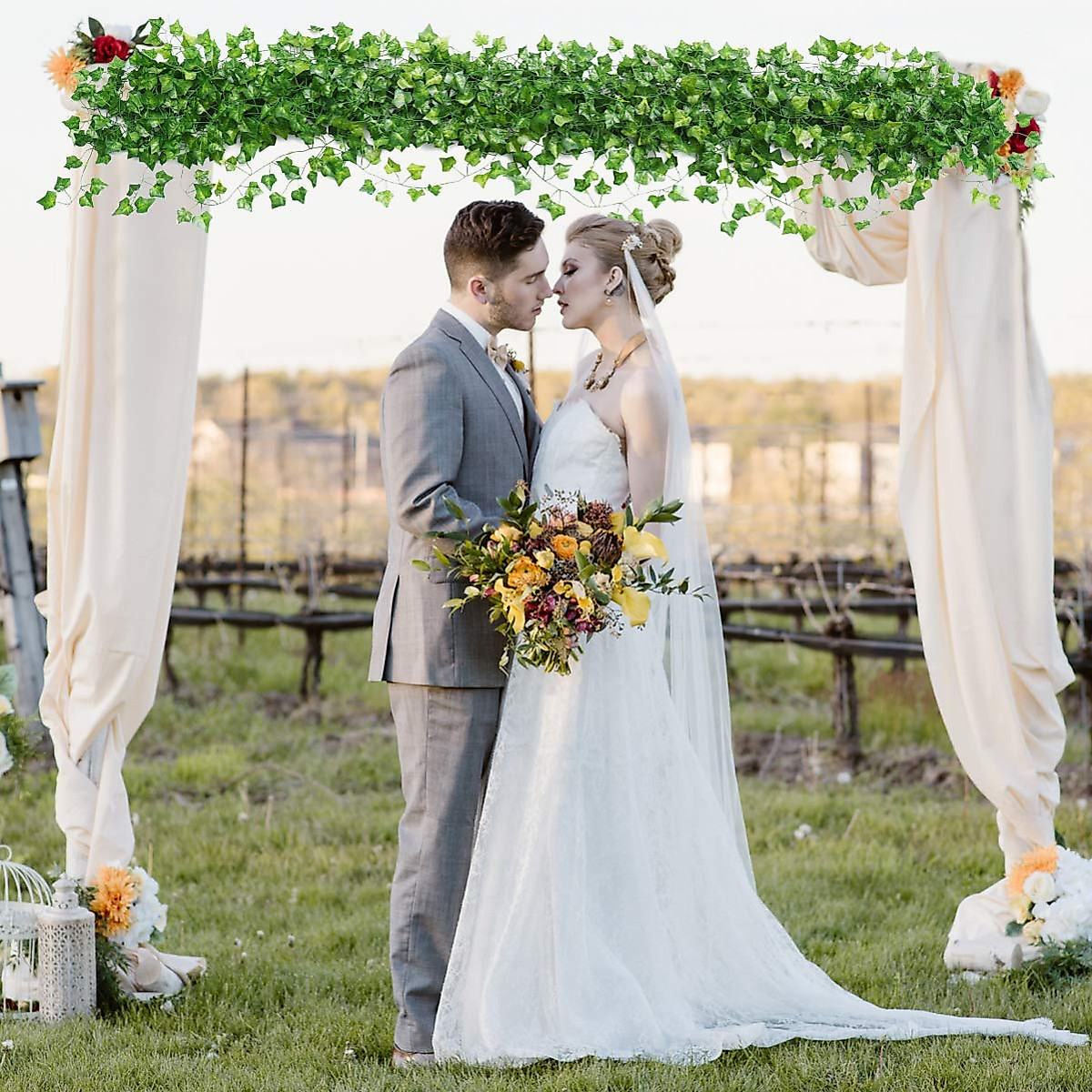 118 FT Artificial Ivy Garland, Fake Ivy Leaves Fake Leaf Plants Vine Hanging Garland Ivy Foliage Leaves for Wedding Party Kitchen Office Outdoor Greenery Wall Décor, Style 3