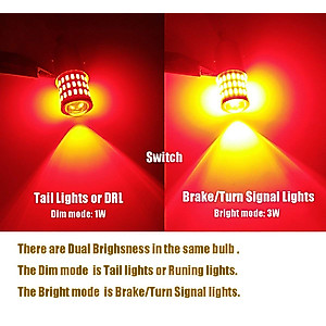 iBrightstar Newest 9-30V Super Bright Low Power 1157 2357 2057 7528 BAY15D LED Bulbs with Projector Replacement for Stop Tail Brake Lights, Brilliant Red