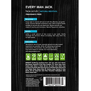Every Man Jack Face Scrub, Natural Menthol, Signature Mint, 5 Fl Oz