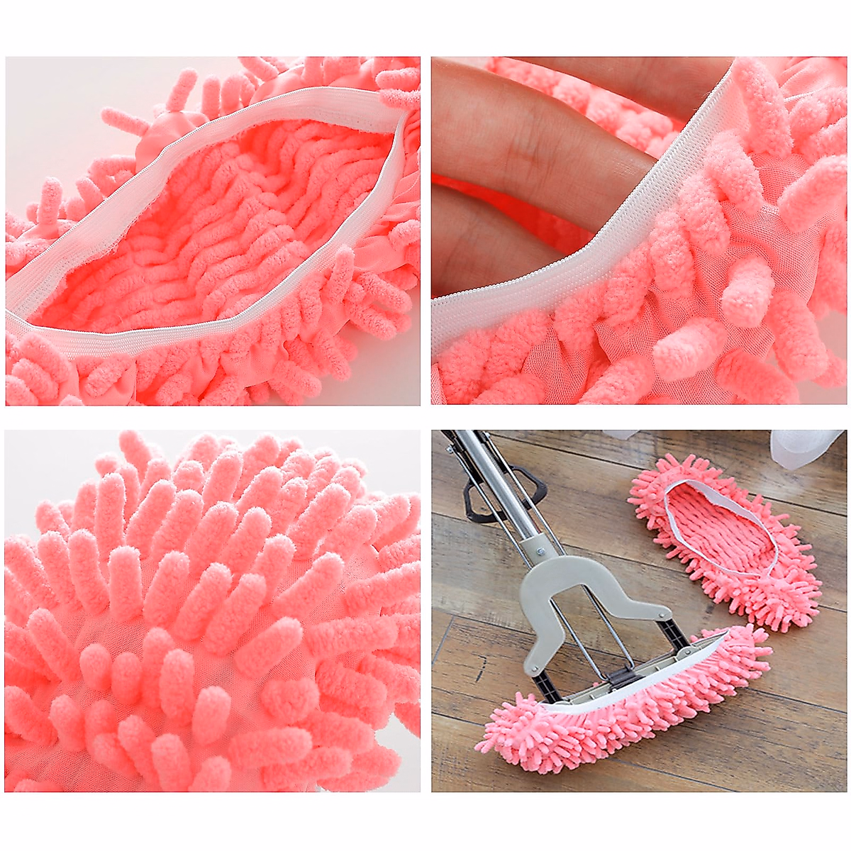 Mop Slippers Shoes Cover Dust Duster Washable Microfiber Mop Socks for Cleaning House Floor 6 Pairs(12 PCS)