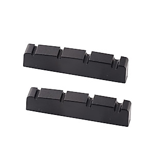 Metallor 4 String Graphite Bass Guitar Nut Pre-Slotted Top Nut Compatible with PB Bass Black 43 x 9 x 6mm Set of 2pcs.