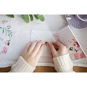 Boho Floral Thank You Cards for Designer Thank You Notes! Bulk Set of 48 Blank Cards with Envelopes for Baby Shower Note Cards, Wedding Thank You Cards and Bridal Shower Thankyou Card