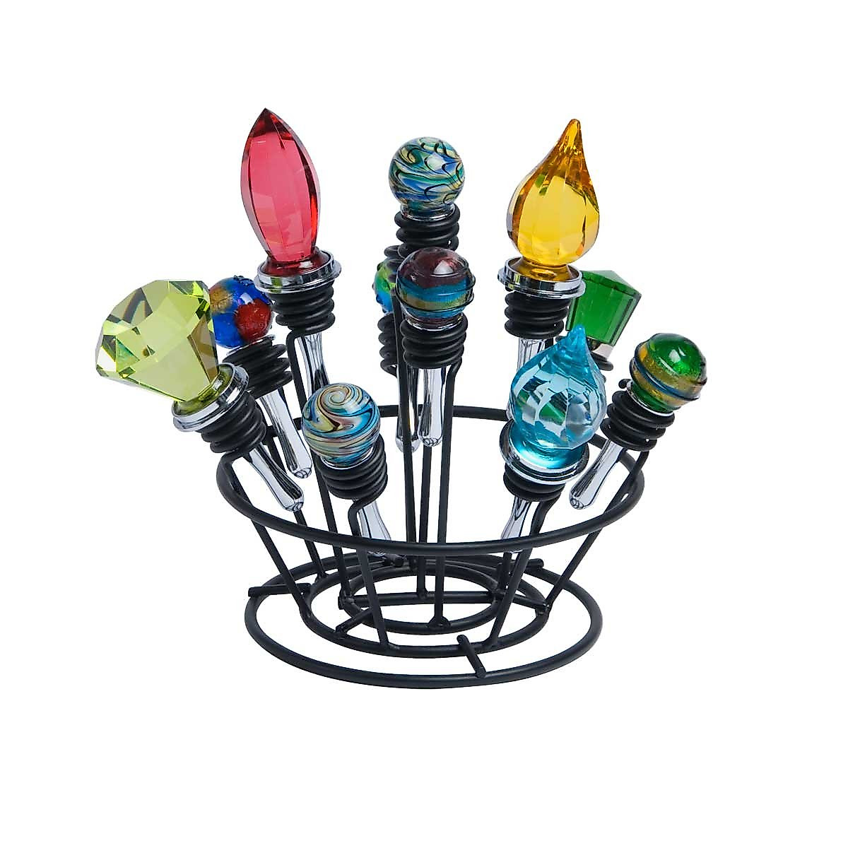 Oenophilia Bottle Stopper Bouquet, Black Metal, Wine Bottle Stopper Holder, Wine Gifts