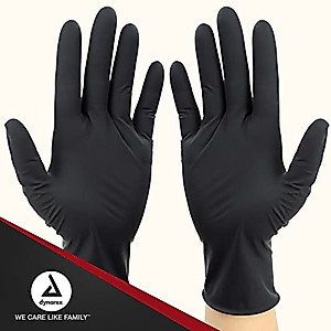 Dynarex Safe-Touch Black Disposable Nitrile Exam Gloves, Powder-Free, Used in Healthcare and Professional Settings, Law Enforcement, Tattoo, Salon or Spa, Large, 1 Box of 100 Gloves