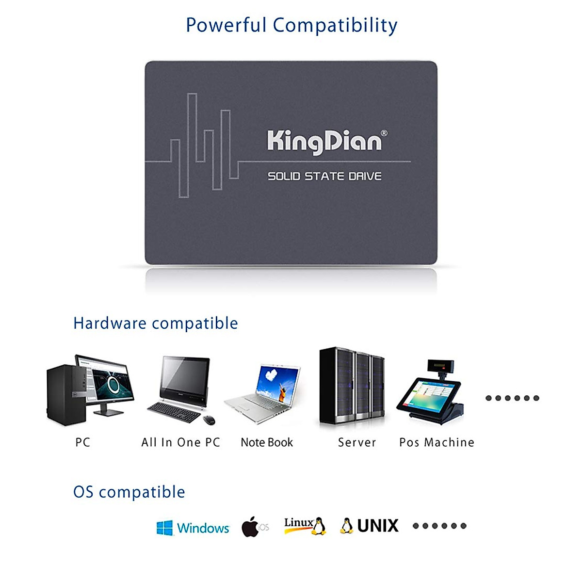 KingDian 2.5" SATA III Internal Solid State Drive 120gb SSD for PC Laptop Desktop POS Game Advertising Machine(S400 120G)