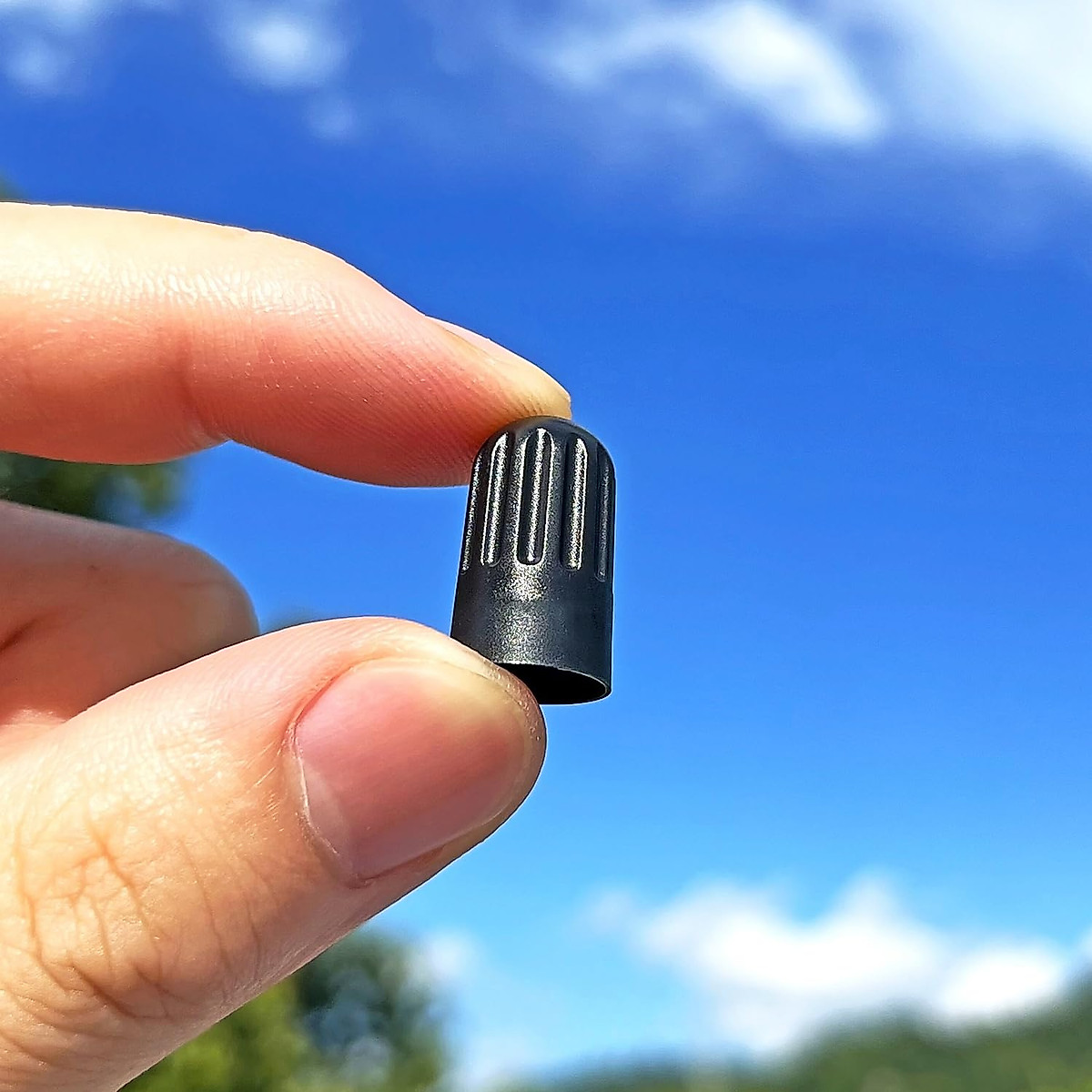 Black TPMS Plastic Tire Valve Stem Caps with Rubber Seal Universal Long Air Valve Stem Caps for TPMS20008 Rubber Valve, Airtight Seal, ­All-Weather, Air Protection, ­Light-Weight (8 Pack)