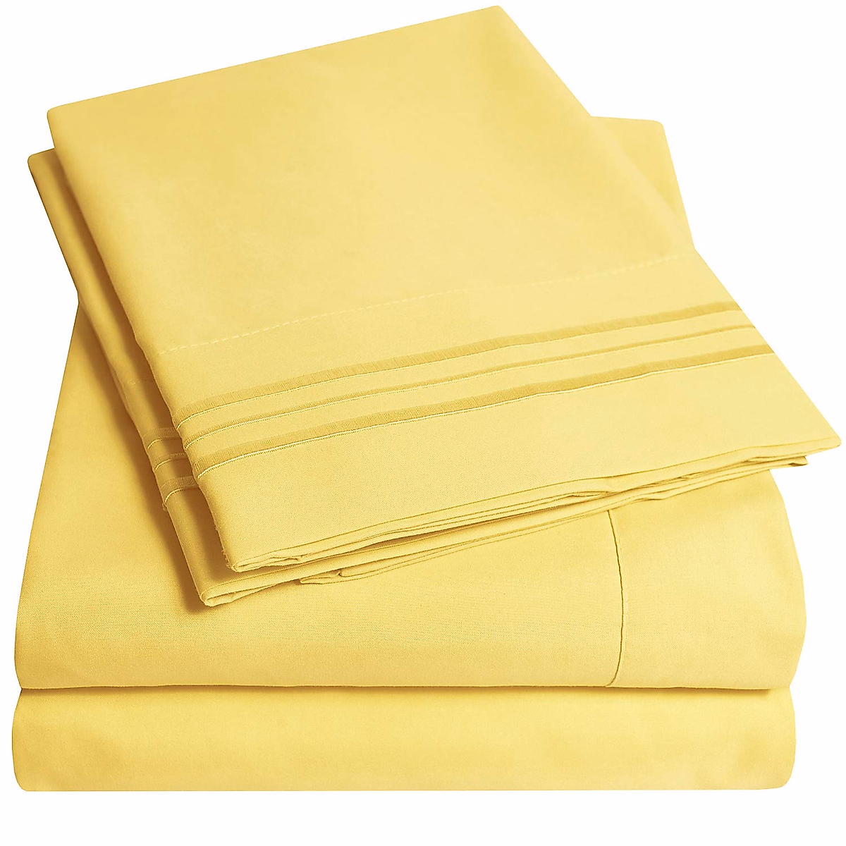 1500 Supreme Collection Queen Sheet Sets Yellow - Luxury Hotel Bed Sheets and Pillowcase Set for Queen Mattress - Extra Soft, Elastic Corner Straps, Deep Pocket Sheets, Queen Yellow
