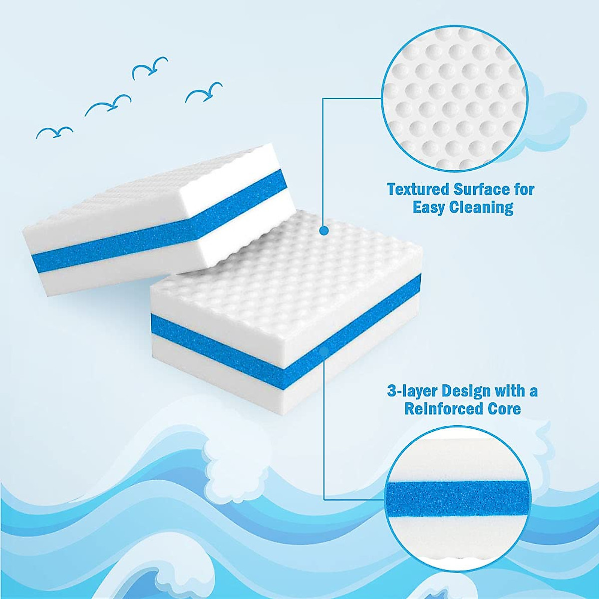 i COVER Boat Scuff Erasers - Magic Boat Sponge for Cleaning Mark Dirt Long-Lasting Marine Boat Cleaner Accessories, 3 Pack