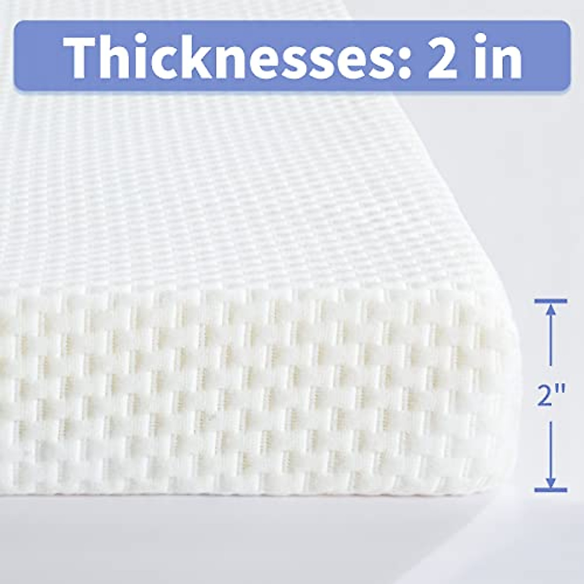 Nikores 2 Inch Lash Bed Topper, Memory Foam Massage Table Topper with Removable Cover and Elastic Bands -Without Bed (White, 73x29x2 in)