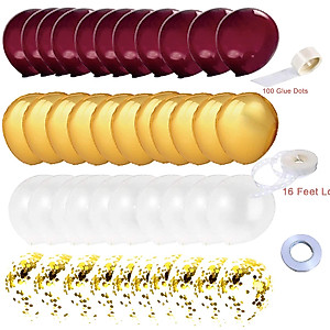 Graduation Decorations Maroon Gold 2024/Burgundy Gold Graduation Party Decorations/Burgundy Gold White Balloons 40pcs ASU/FSU Fall Bridal Shower Wedding/Fall Burgundy Birthday Decorations Women