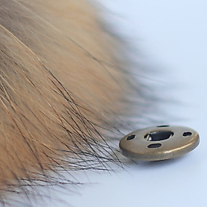 Fosrion 6.3" Diameter Big Raccoon Fur Pom Ball for Shoes Boots Hat Handbag Charms DIY Snap Button (Natural Raccoon)