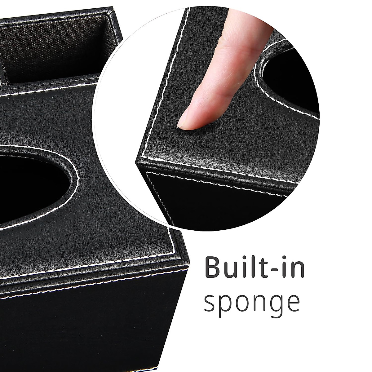 Tissue Box Cover Rectangular,Compatible with Kleenex Box Covers,Multifunctional Facial Tissue Box Holder with Remote Control Holder,Decorative Nighstand Organizer,Tissue Dispenser for Bathroom